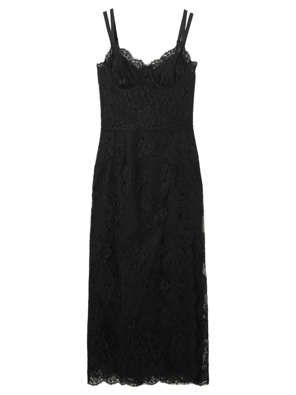 Dolce & Gabbana Chantilly Lace Midi Dress - Black