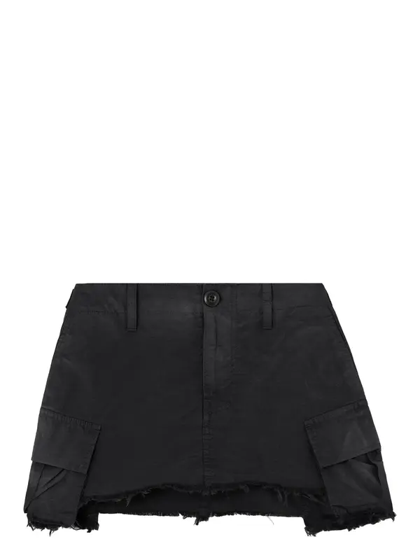Balenciaga Frayed Cotton-blend Ripstop Mini Skirt - Black