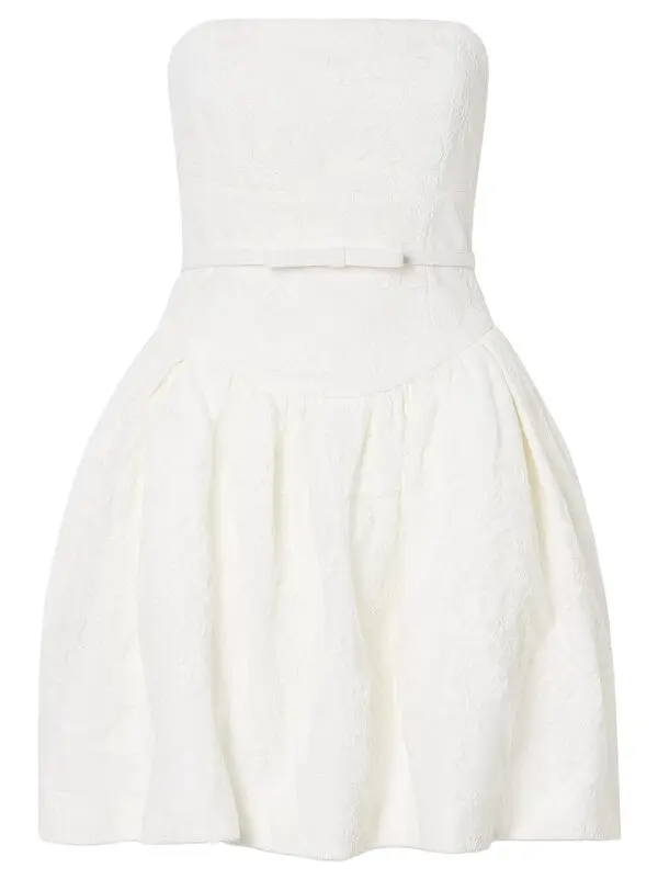 SELF-PORTRAIT Strapless Lace Mini Dress - Neutrals