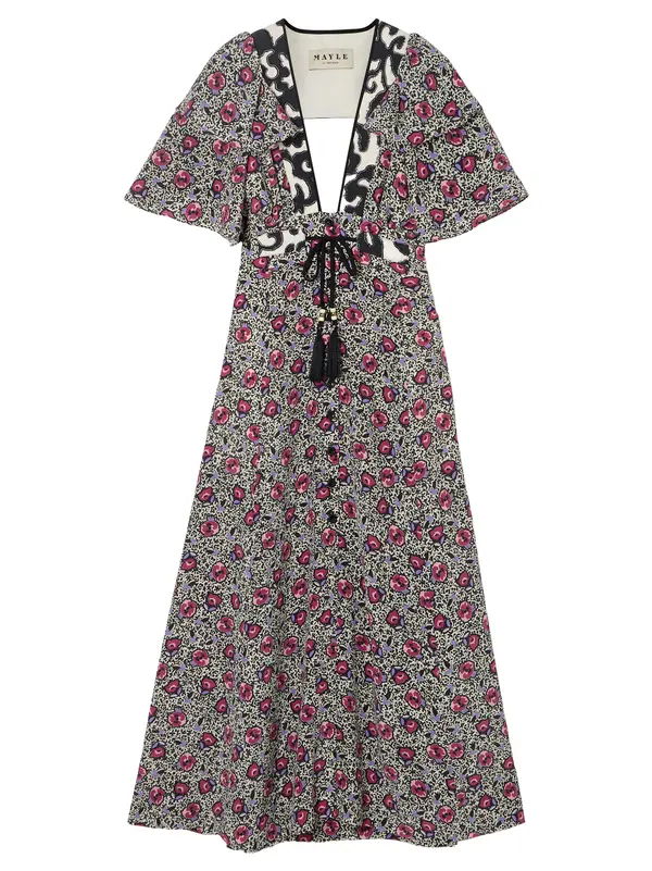 Maison Mayle Flora Mar Silk Crepe De Chine Midi Dress - Multi