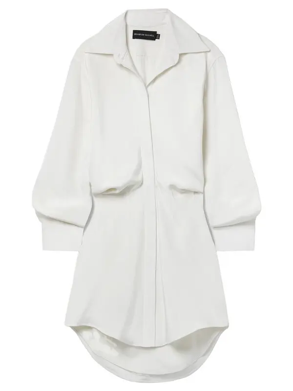 Brandon Maxwell The Vera Silk-crepe Mini Shirt Dress - Neutrals