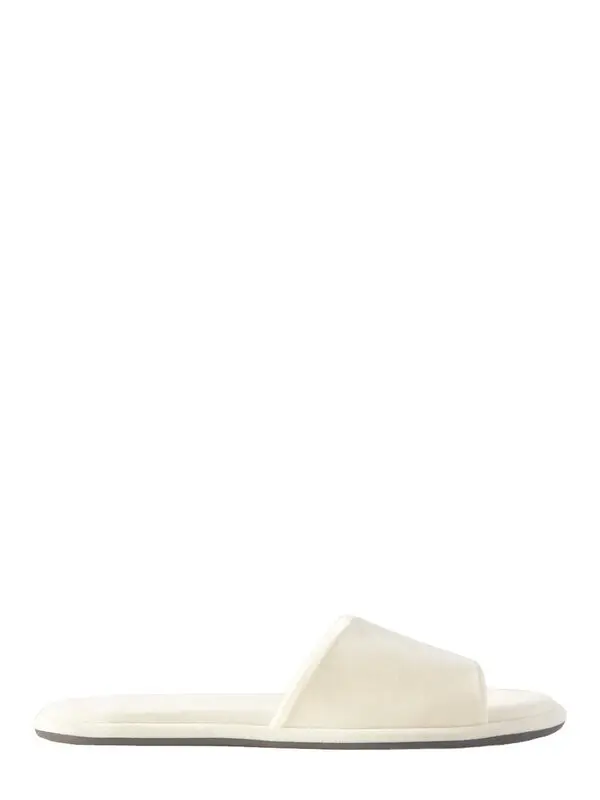 THE ROW Canal Slipper Velvet Slides - Neutrals