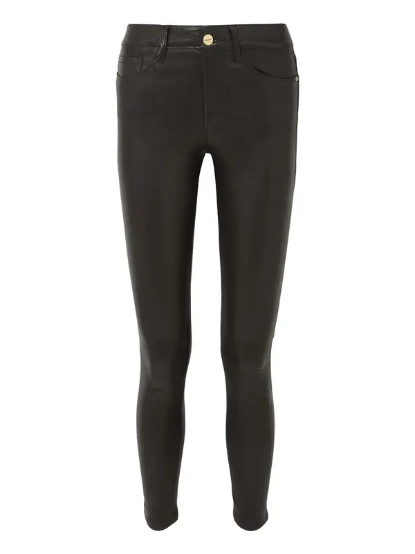 FRAME Le High Skinny Leather Pants - Black
