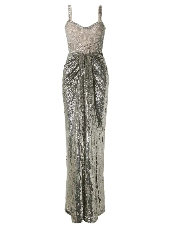 Jenny Packham Only You Embellished Tulle Gown - Silver
