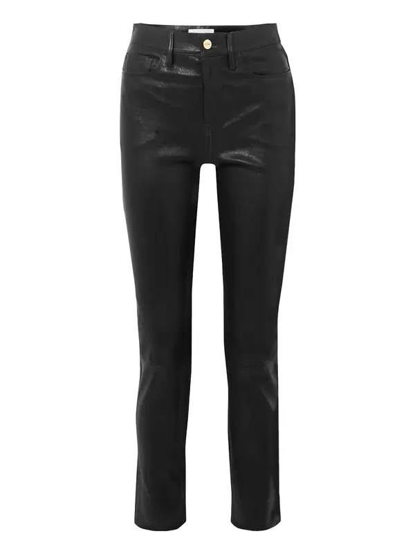 FRAME Le Sylvie High-rise Leather Pants - Black