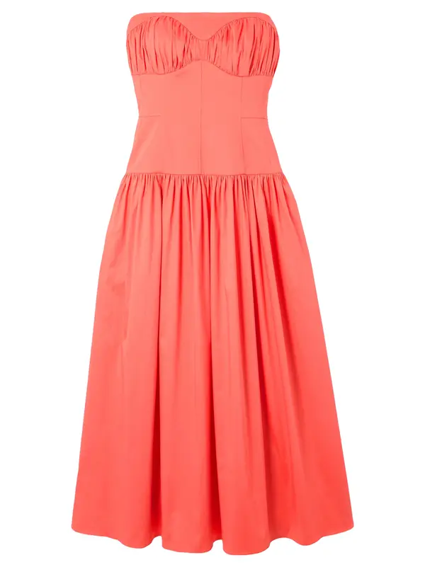 Tove Lauryn Cotton-blend Poplin Midi Dress - Orange