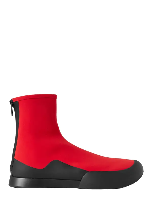 THE ROW Tr Rubber-trimmed Scuba Ankle Boots - Red