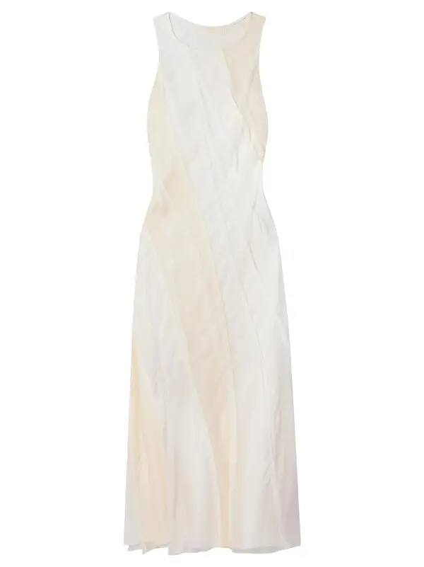 JASON WU Paneled Silk-crepe And Chiffon Midi Dress - Neutrals