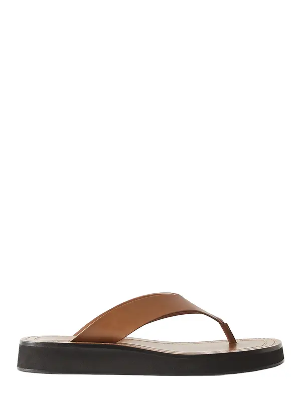 THE ROW Ginza Leather Platform Flip Flops - Neutrals