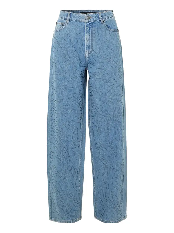 ROTATE BY BIRGER CHRISTENSEN Embellished Boyfriend Jeans - Blue