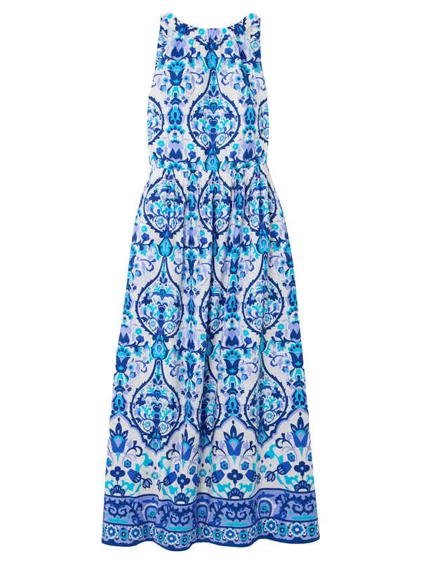 Cara Cara Colomba Floral-print Cotton-poplin Maxi Dress - Blue