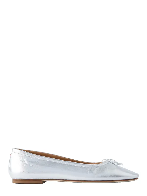 AeydĒ Delfina Metallic Leather Ballet Flats - Silver