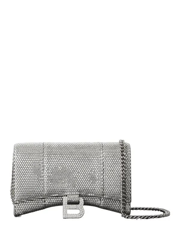 Balenciaga Hourglass Crystal-embellished Shoulder Bag - Gray