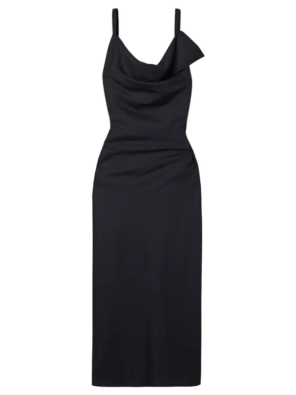 THE ROW Berna Draped Open-back Wool Midi Dress - Blue
