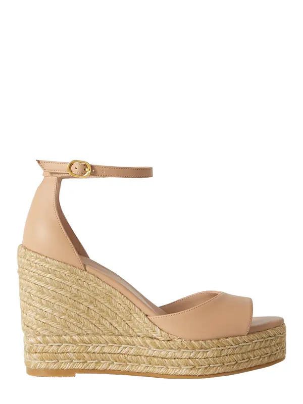 STUART WEITZMAN Nudistcurve Leather Espadrille Wedge Sandals - Neutrals