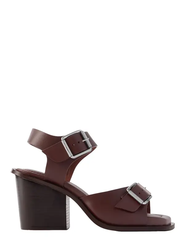 LEMAIRE Leather Block Heel Sandals - Brown