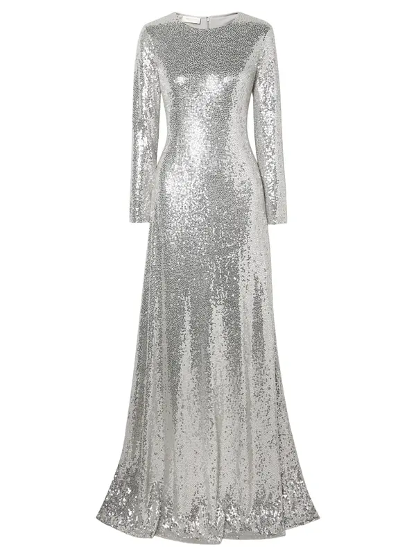 Michael Kors Sequined Jersey Gown - Silver
