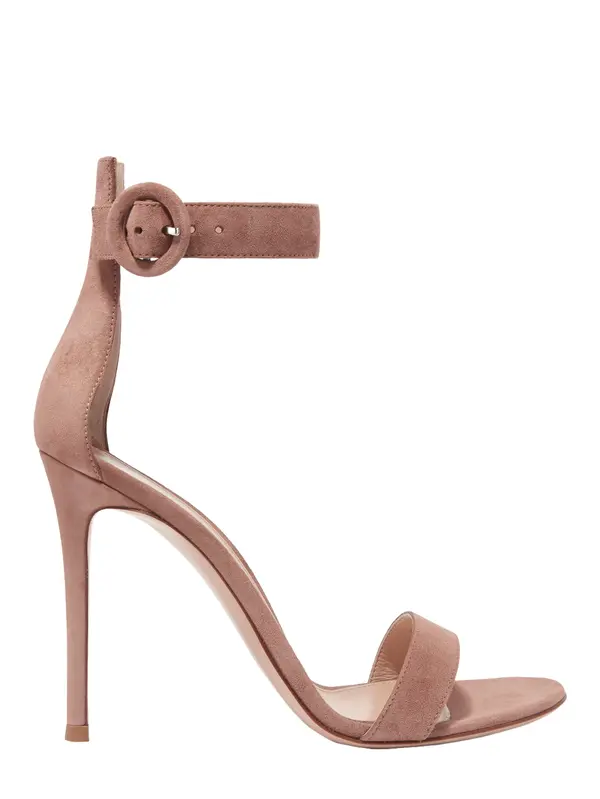 GIANVITO ROSSI Portofino 105 Suede Sandals - Neutrals