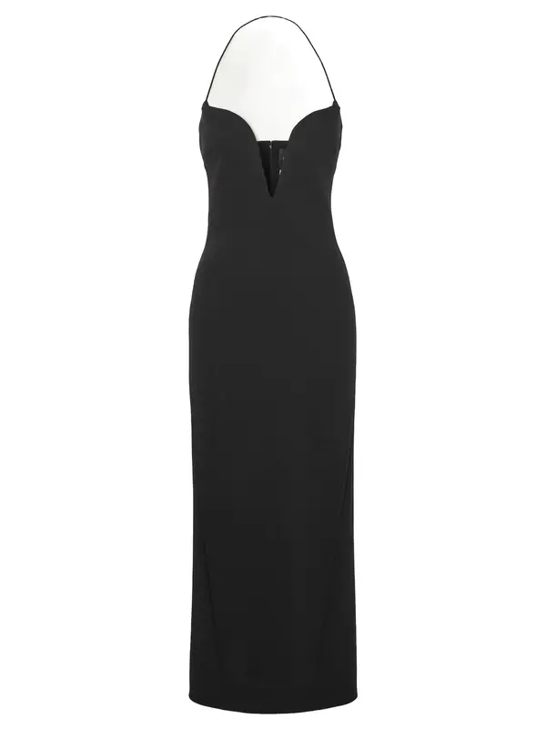 Givenchy Grain De Poudre Stretch Wool-blend Halterneck Midi Dress - Black