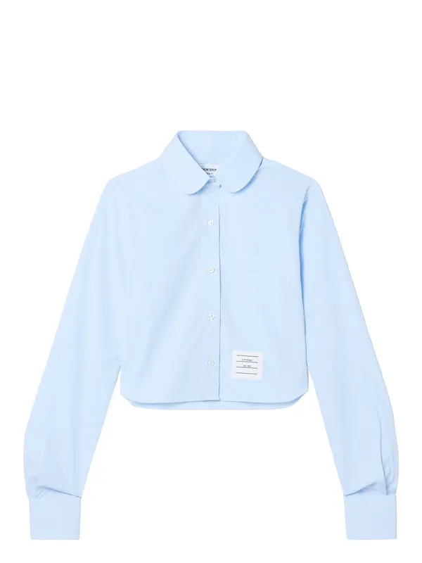 Thom Browne Cropped Cotton-poplin Shirt - Blue