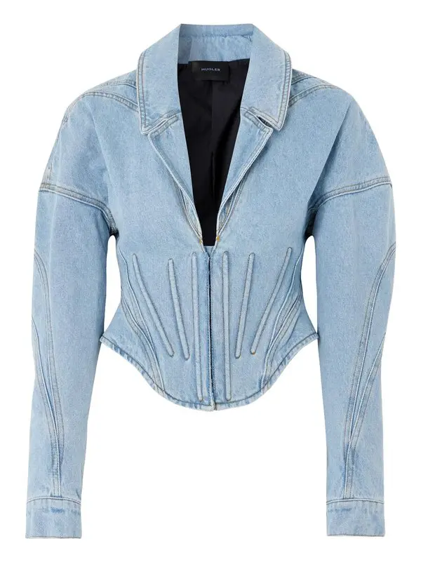 MUGLER Organic Denim Corset Jacket - Blue