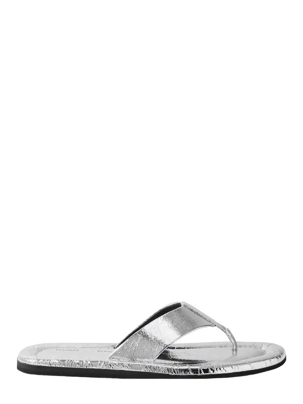 Proenza Schouler Cooper Crinkled-leather Flip Flops - Silver