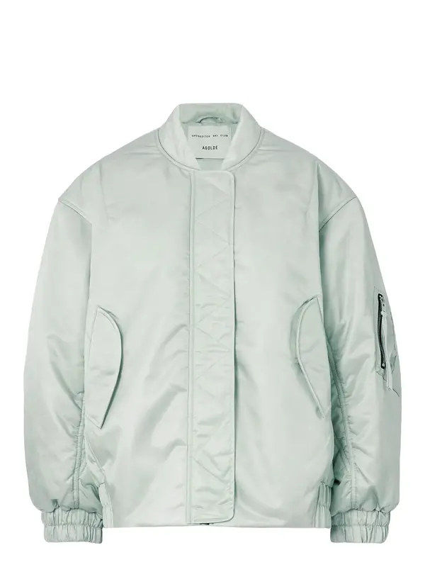 AGOLDE Shoreditch Ski Club Nisa Oversized Metallic Bomber Jacket - Silver