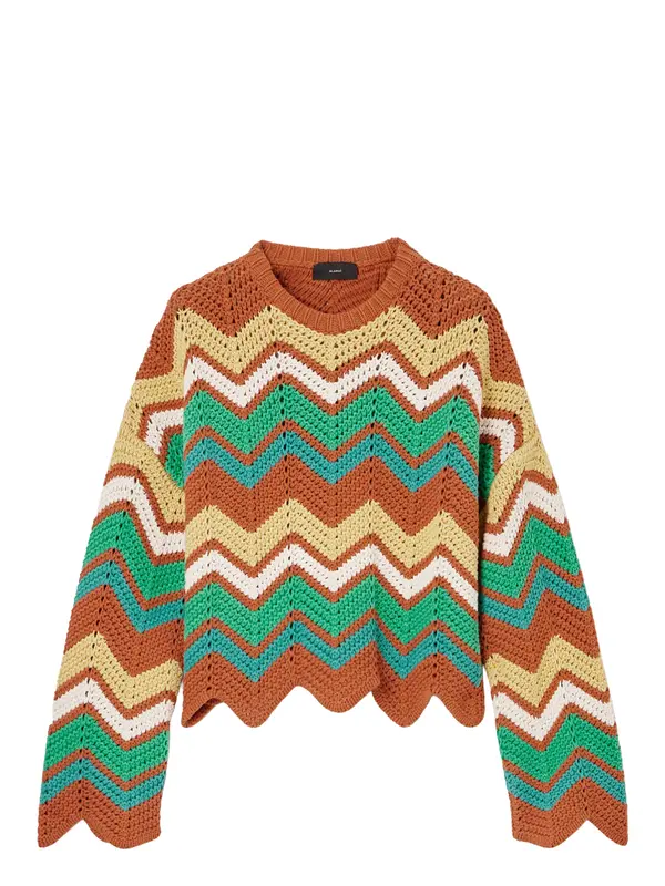 Alanui Kaleidoscopic Striped Crocheted Cotton-blend Sweater - Multi