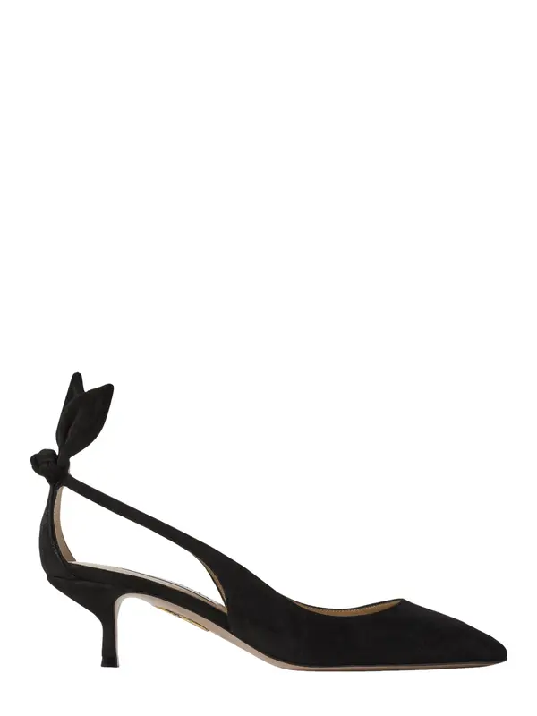 AQUAZZURA Bow Tie 50 Suede Pumps - Black