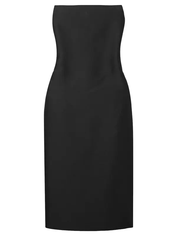 THE ROW Nita Strapless Wool And Silk-blend Cady Midi Dress - Black