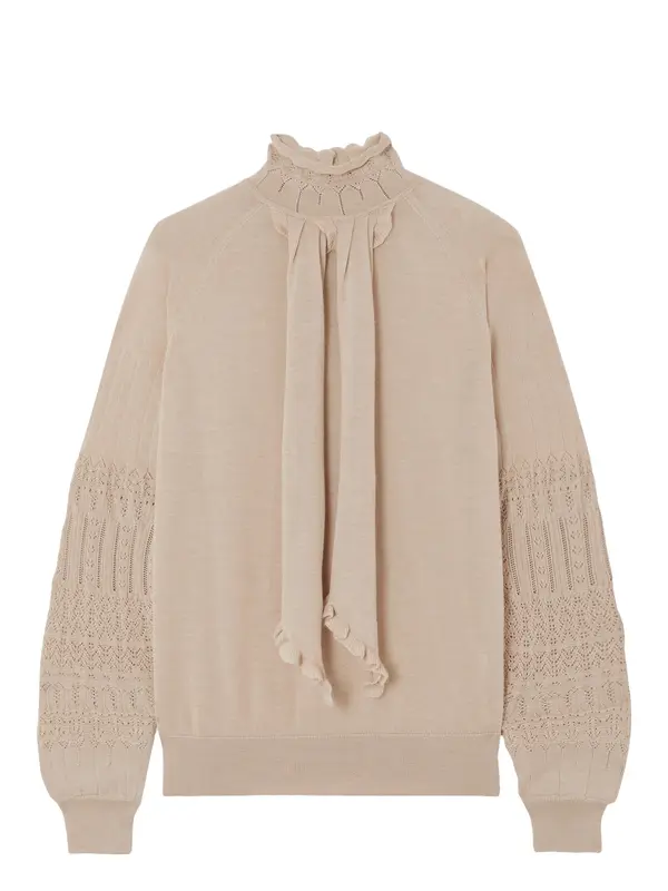Purdey Draped Pointelle-knit Cashmere Sweater - Ivory