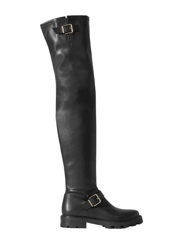 JIMMY CHOO Biker Ii Buckled Leather Over-the-knee Boots - Black