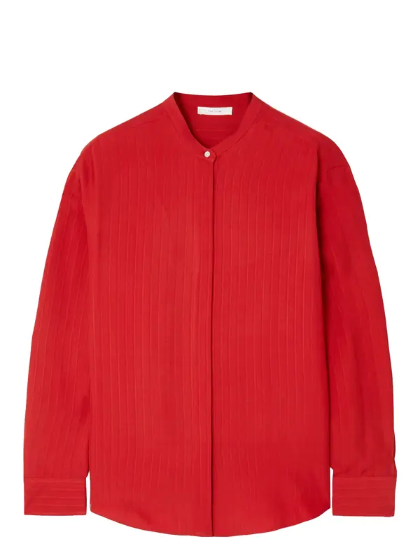 THE ROW Sienna Striped Crepe Shirt - Red