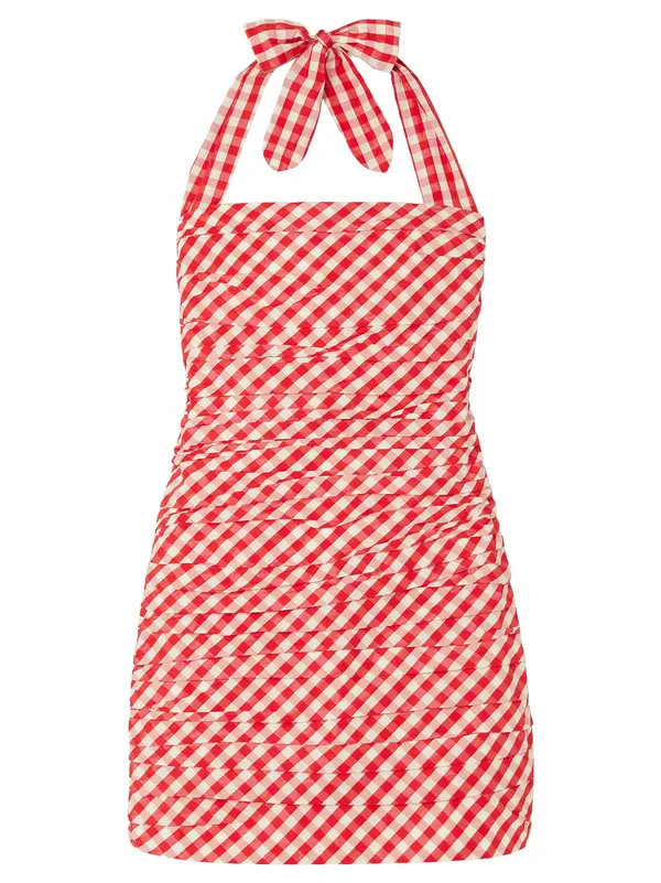 Bernadette Tippy Gingham Taffeta Mini Dress - Red