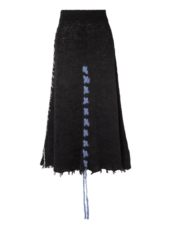 THE ROW Estafer Embroidered Silk Midi Skirt - Black