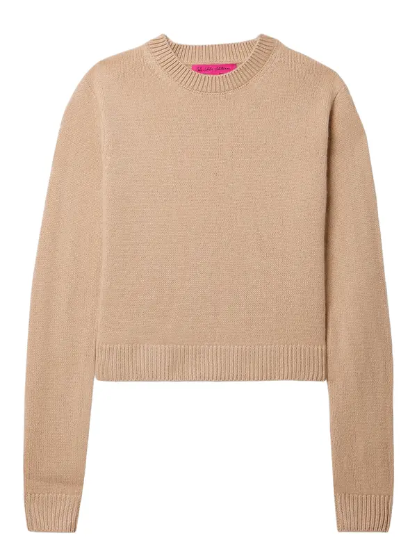 THE ELDER STATESMAN Cropped Cashmere Sweater - Brown