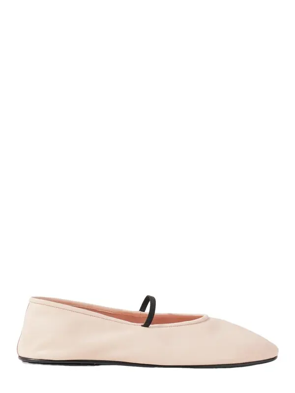 THE ROW Elastic Leather Ballerina Flats - Neutrals
