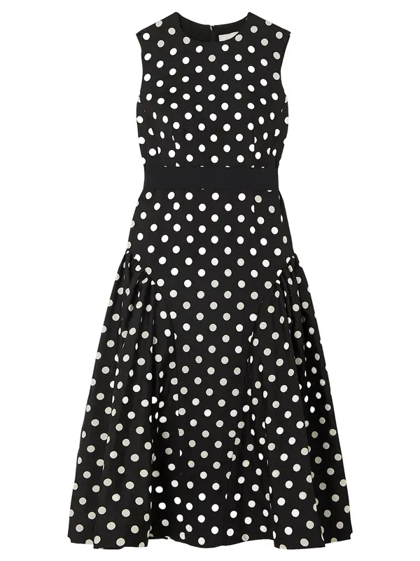 Erdem Penelope Belted Polka-dot Midi Dress - Black