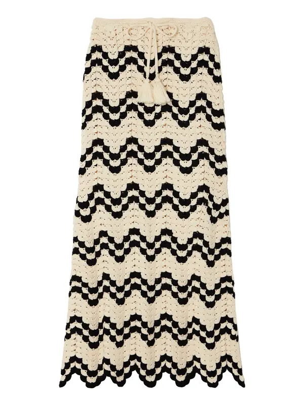 Escvdo Safi Crocheted Cotton Midi Skirt - White
