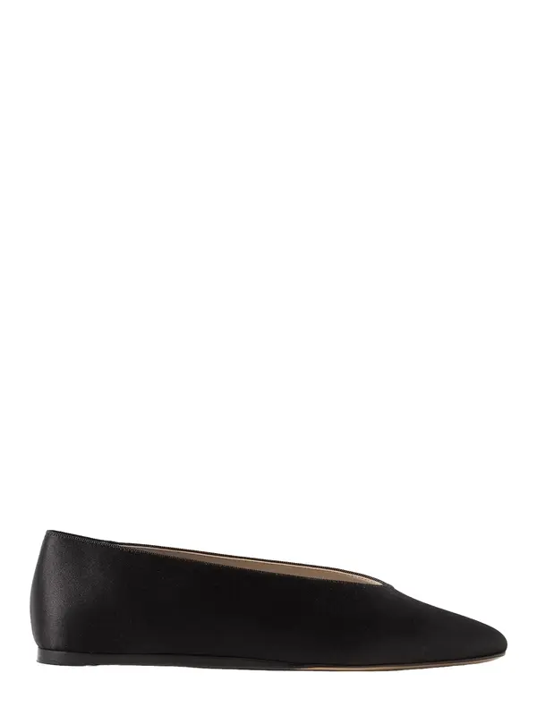 Le Monde Beryl Regency Grosgrain-trimmed Satin Ballet Flats - Black