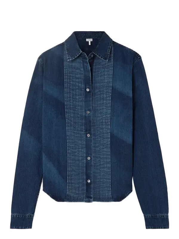 Loewe Pleated Denim Shirt - Blue