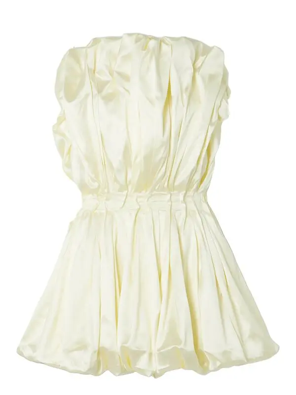 Tove Raynara Strapless Gathered Satin Top - Neutrals