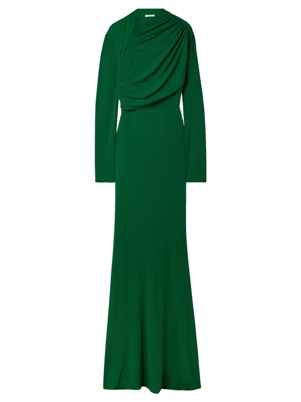 FFORME Joy Pleated Draped Jersey Maxi Dress - Green