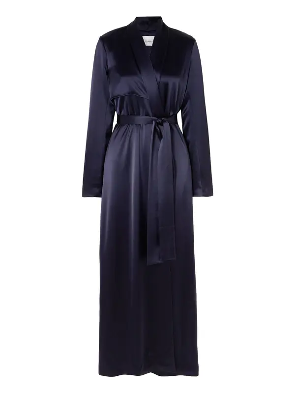 Galvan Belted Satin Trench Coat - Blue
