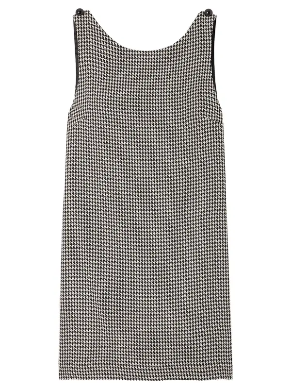 Dolce & Gabbana Open-back Houndstooth Wool-blend Mini Dress - Gray