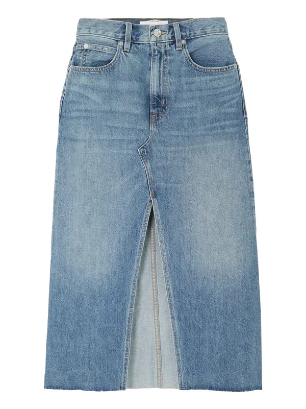 SLVRLAKE Net Sustain Organic Denim Midi Skirt - Blue