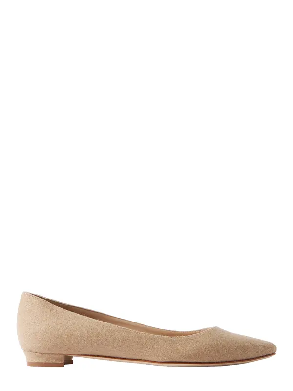Manolo Blahnik Lanza Bb Wool Flats - Neutrals
