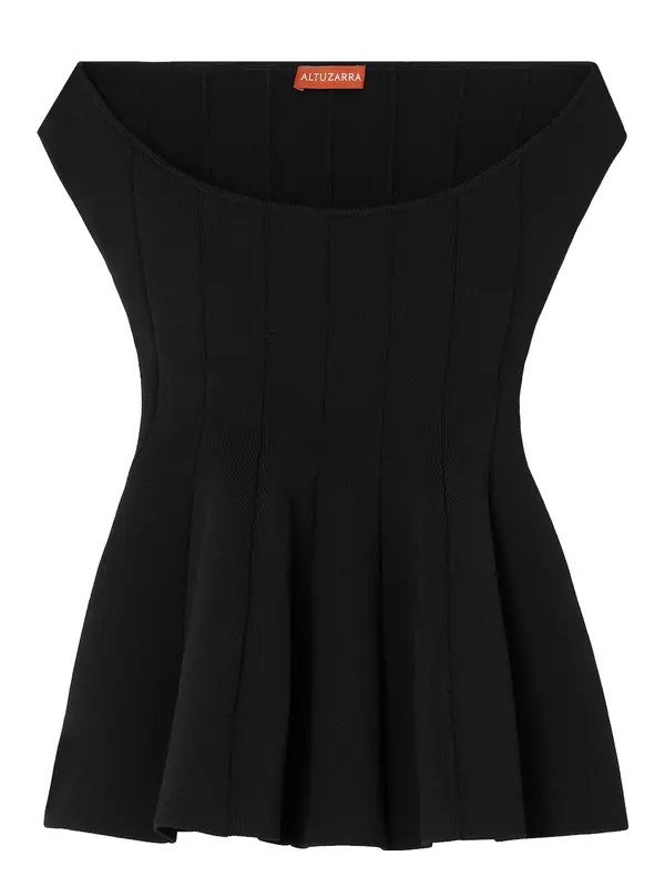 Altuzarra Simone Ribbed-knit Peplum Top - Black