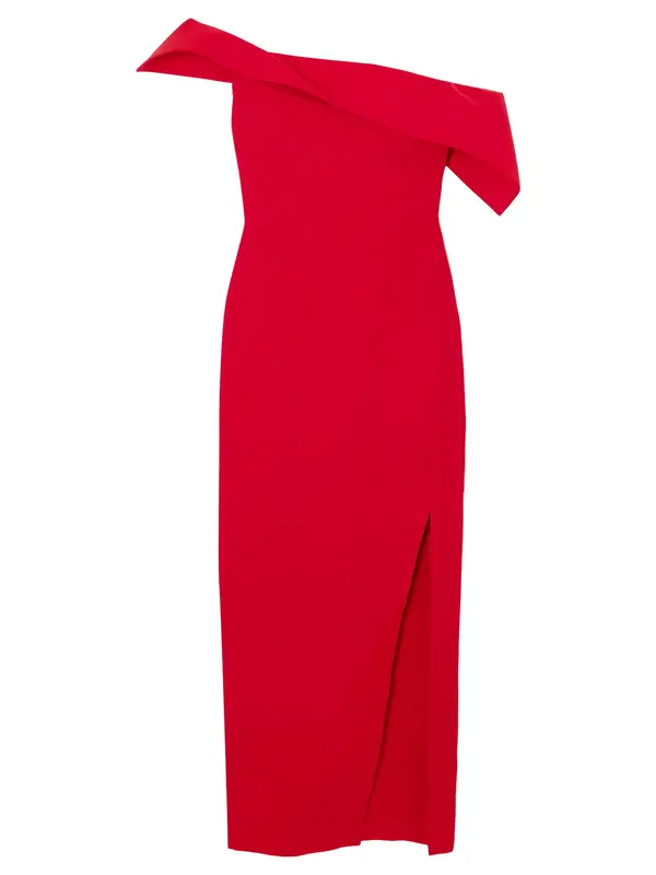 Roland Mouret One-shoulder Wool And Silk-blend Crepe Gown - Red