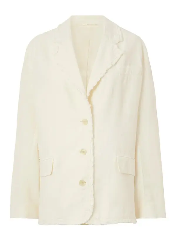 Acne Studios Frayed Cotton And Linen-blend Blazer - Neutrals